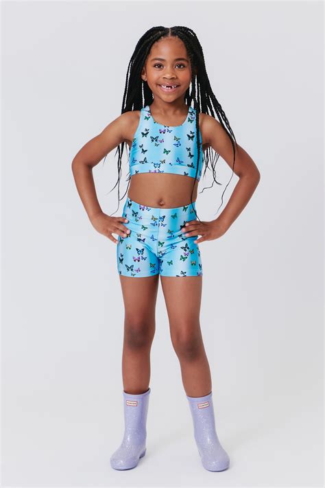 Girls Booty Shorts In Butterfly Sky