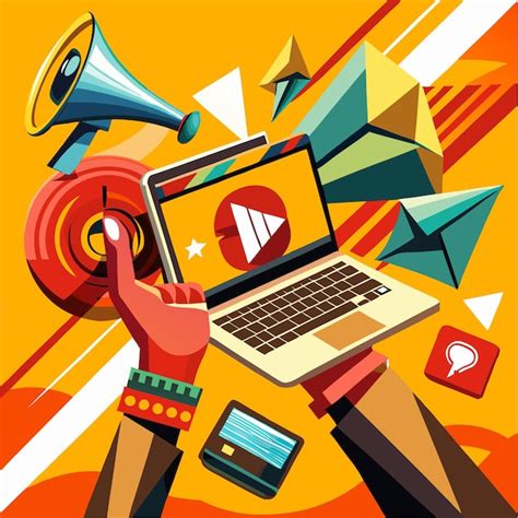 Digital Media And Communication Illustrated With Vibrant Graphics