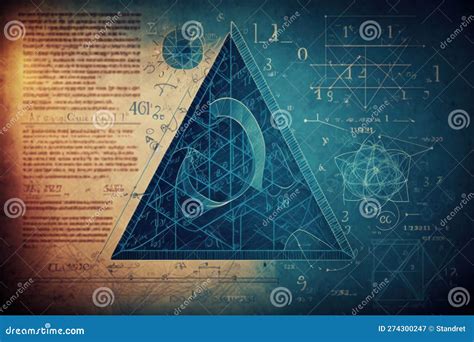 Geometry Style Mathematical Formulas And Calculations Beautiful Illustration Picture Stock