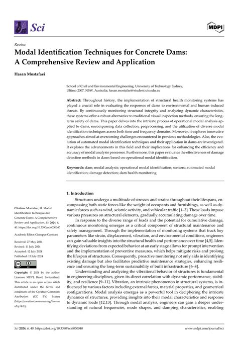 Pdf Modal Identification Techniques For Concrete Dams A Comprehensive Review And Application