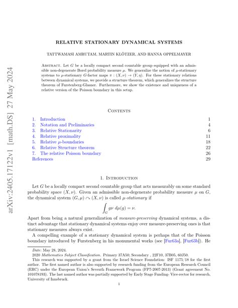 Pdf Relative Stationary Dynamical Systems