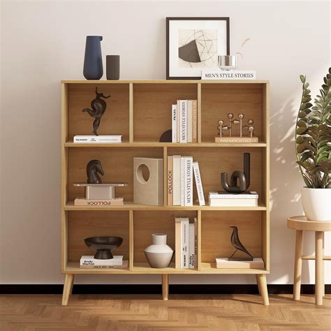 Wooden Cube Book Shelf With Legs3 Tier Freestanding Horizontal