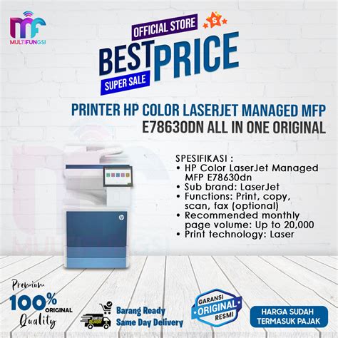 Jual Printer Hp Color Laserjet Managed Mfp E78630dn All In One Original