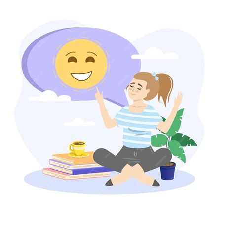 Premium Vector Optimism Illustration Happy Woman Sitting And Singing