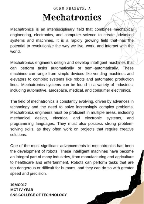 guru prasath annadurai on linkedin article on mechatronics