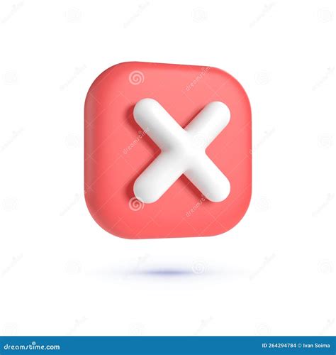 Close Delete Button 3d Button On White Backdrop Cross Symbol 3d Vector Icon Cartoon Minimal