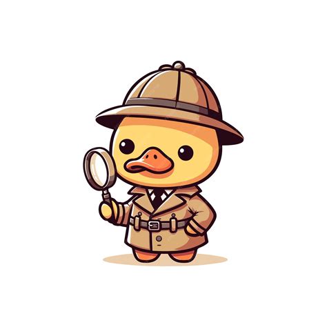 Premium Vector Cute Cartoon Duck Detective Character Vector Flat