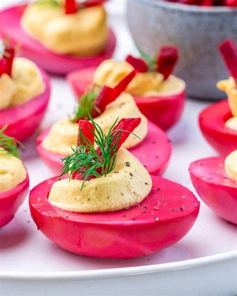 Beetroot Dyed Deviled Eggs Clean Food Crush