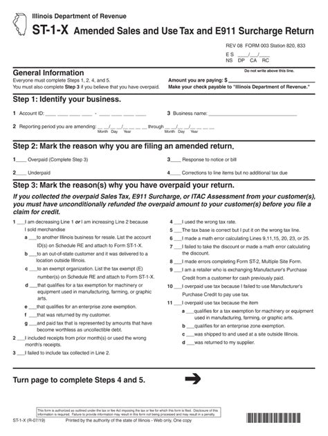IL DoR ST 1 X 2019 2022 Fill Out Tax Template Online US Legal Forms