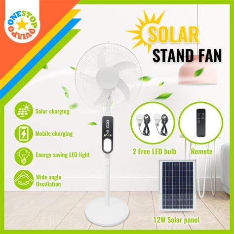 Osq 16 Inch Acdc Dual Power Rechargeable Solar Stand Fan Solar Fan