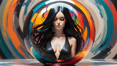 The Blackhaired Beauty In A Glas Sphere By Sweetdarknessai On Deviantart
