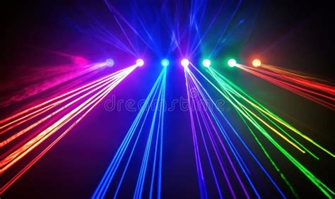 Vibrant Laser Light Show With Colorful Beams And Dynamic Effects Stock