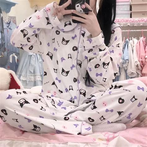 Melody Kuromi Cinnamoroll Pajama Set Cute Nursing Sleepwear For Women New From