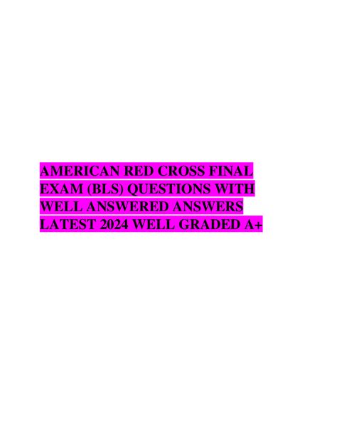 American Red Cross Final Exam Bls 25 Qs And A”s Docmerit