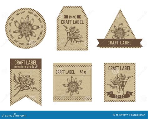 Craft Labels With Passion Flower Stock Vector Illustration Of Blossom