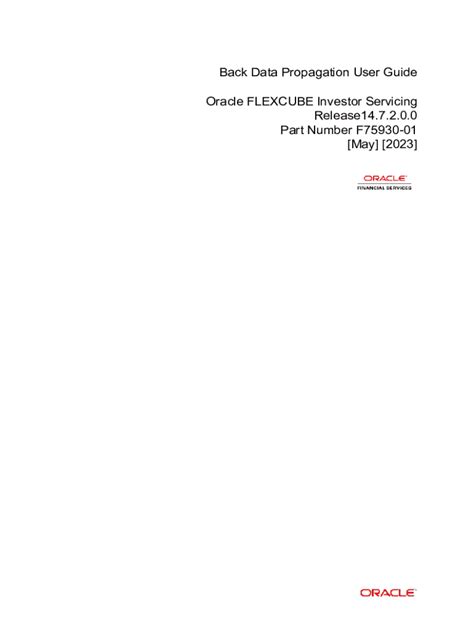 Fillable Online Back Data Propagation User Guide Oracle Flexcube