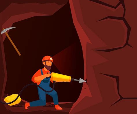 Premium Vector A Man In A Hard Hat With A Drill In His Hand