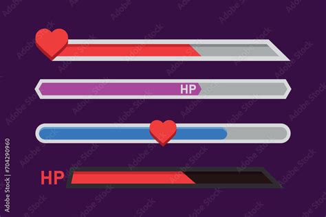 Game Ui Slider Load Bar Interface Design Element Isolated Set Vector Graphic Design Element