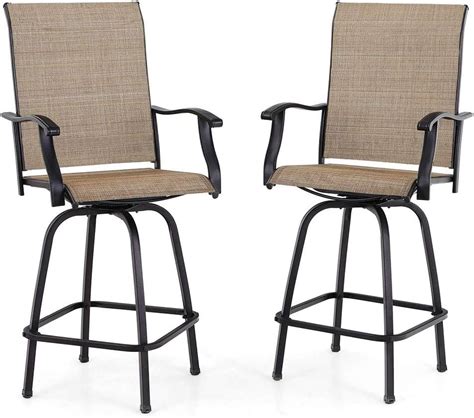 Poteban Patio Swivel Bar Stools Set Of 2 Outdoor Bar