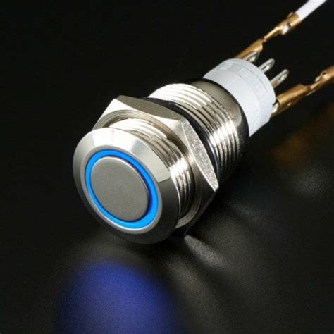 Jual Stainless Push Button Self Locking Switch Led Saklar 22mm Biru
