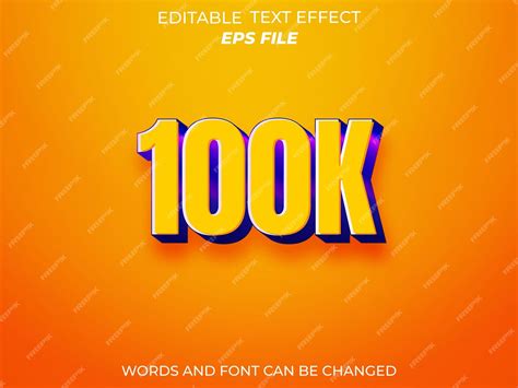 Premium Vector | 100k text effect font editable typography 3d text vector template