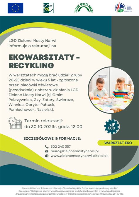 LGD Zielone Mosty Narwi EKOWARSZTATY Dla Dzieci Recykling Gmina Pokrzywnica