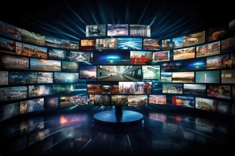 Premium Ai Image Lots Of Tv Screens In A Dark Room Television