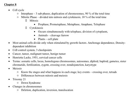 [solved] Chapter 8 Cell Cycle Interphase 3 Sub Phases Duplication Of
