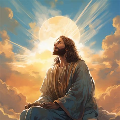 Jesus Cristo O Senhor Uma Representação Em Oração Imagem Premium