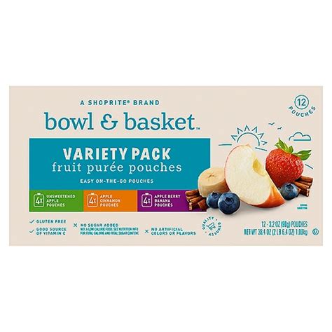 Bowl And Basket Apple Sauce Fruit Purée Pouches 32 Oz 12 Count