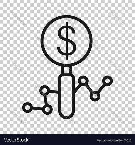 Magnifier Glass With Money Icon In Flat Style Vector Image