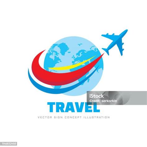 旅行概念商業標誌向量例證飛機與抽象地球平面設計項目向量圖形及更多俄羅斯圖片 俄羅斯 全球性 剪裁圖 Istock