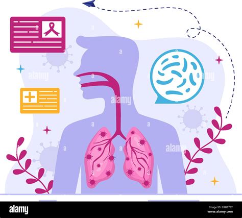 Respiratory Infection Vector Illustration Of Inflammation In The Lungs