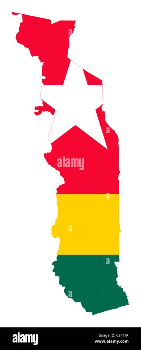 Illustration de l'Togo drapeau sur la carte de pays ; isolé sur fond ...
