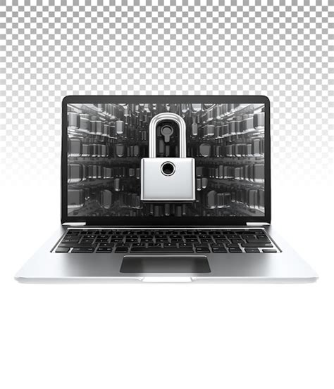 Premium Psd Cyber Security Concept Laptop Protected By Digital Padlock