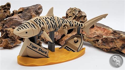 Tiger Shark Fidget Toy 3d Printed Moving Marine Life Art With Optional