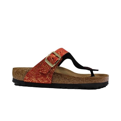 Birkenstock Gizeh Mf Python Red Womens Slip On Toe Post Sandals