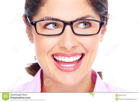 Retrato Vestindo Dos Vidros Da Jovem Mulher Bonita Imagem De Stock