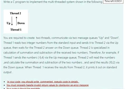 Solved Write A C Program To Implement The Multi Threaded Chegg