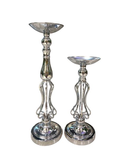 Silver Candle Stand Mingsing Flowers