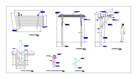 Wooden Pergola Details In Dwg 4704 Kb Cad Library