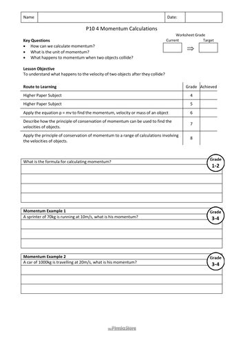 Ks4 Gcse Physics Aqa P10 4 Momentum Lesson Bundle Teaching Resources