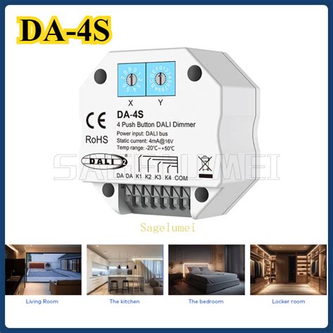 da 4s 4 push button dimmer dali signal work with dali master bus power