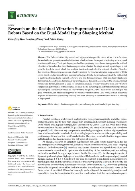 Pdf Research On The Residual Vibration Suppression Of Delta Robots