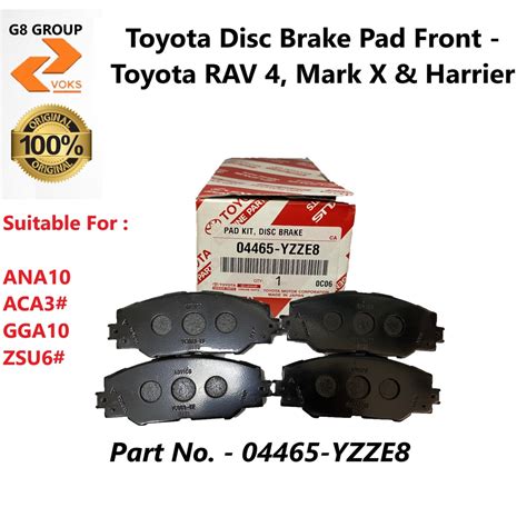 Toyota Front Disc Brake Pad Rav 4 Mark X Harrier 04465 YZZE8