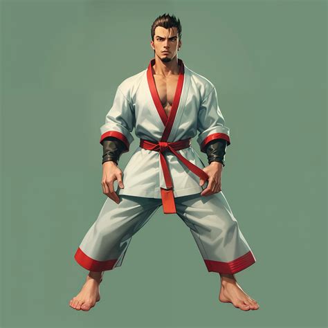 A Close Up Of A Person In A Karate Outfit With A Red Belt Seaart Ai