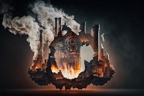 Premium Ai Image Double Exposure Of Blast Furnace And Smelting