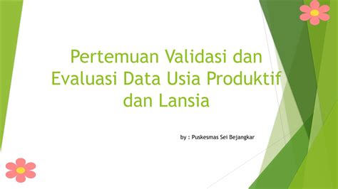 Pertemuan Validasi Dan Evaluasi Data Usia Produktif Danpptx