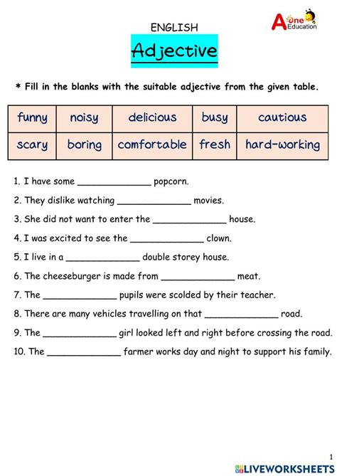 Adjectives Worksheets For Grade 4