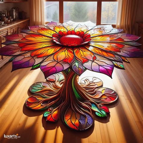 Illuminated Elegance Stained Glass Dining Table For Timeless Dining